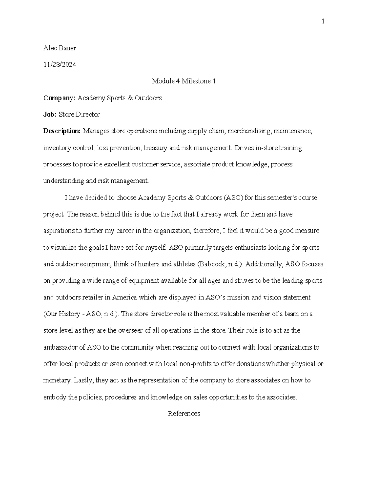 M4M1 - Module four Milestone 1 project - 1 Alec Bauer 11/28/ Module 4 ...