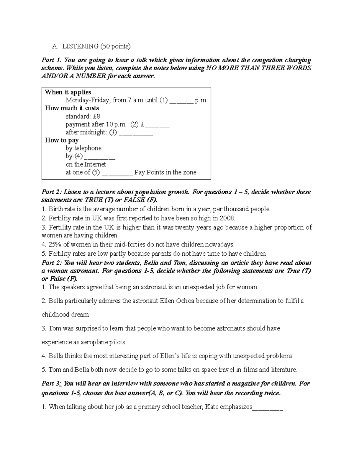 Listening and Lecture Notes for English Proficiency Exam (HSG) - Studocu