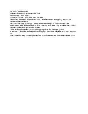 RC II-4 Fine Motor & Gross Motor Activities for Ages 4-5 - Studocu