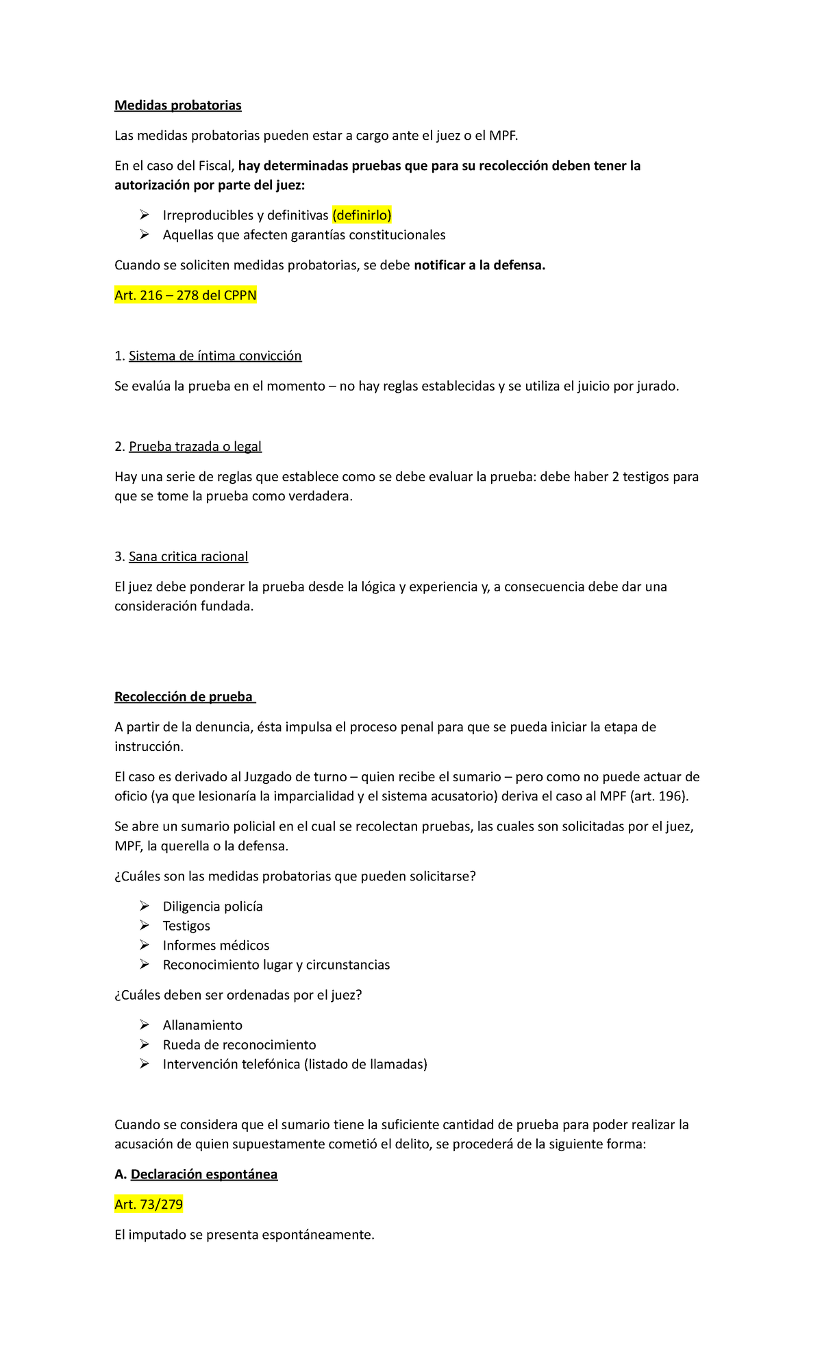 Clase 26-10 - Medidas Probatorias y Proceso Penal en CPPN - Studocu