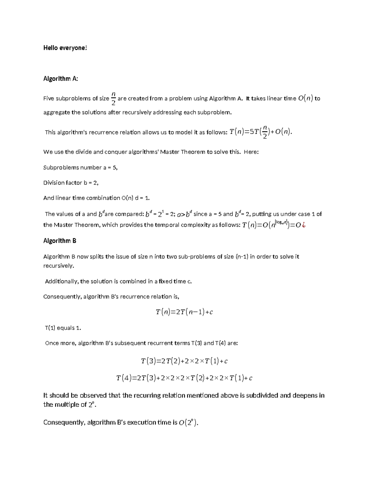 DA UNIT 2 CS 3304 - Algorithm Analysis and Comparison - Studocu