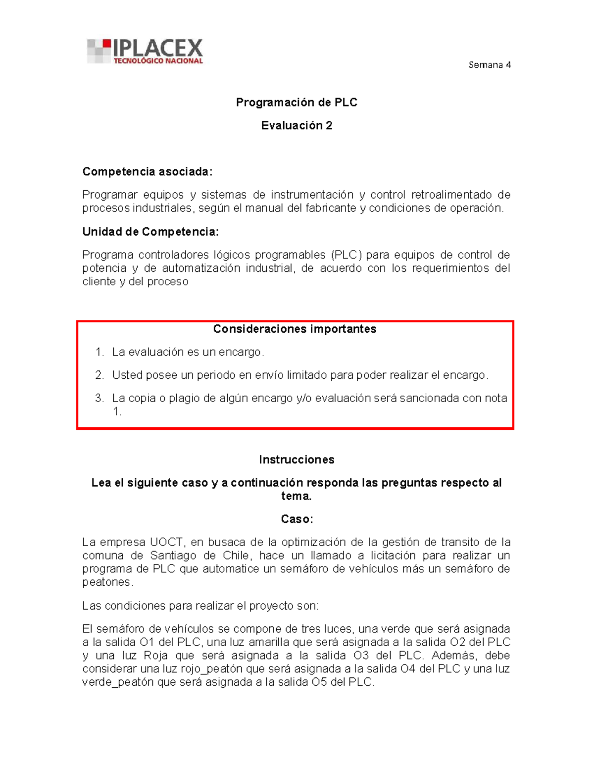 Evaluación 2: Programación de PLC para Semáforo - Semana 4 - Studocu