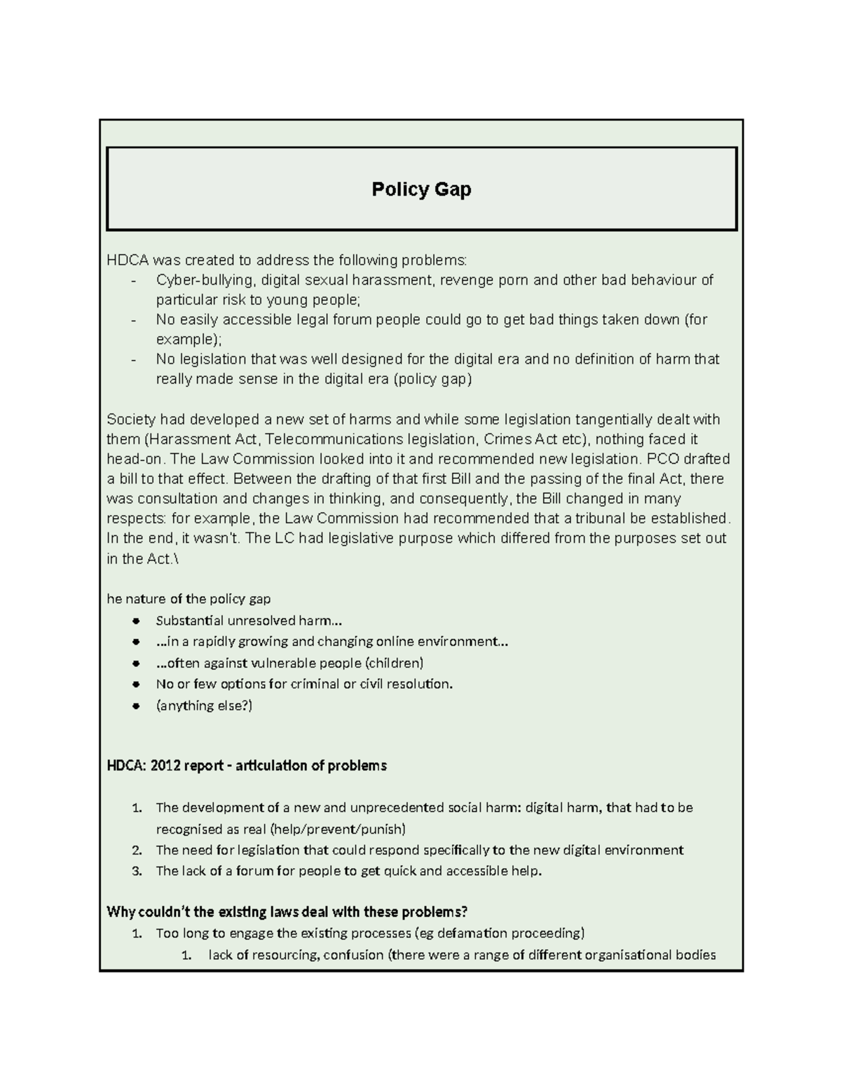 HDCA Policy Gap: Addressing Digital Harm and Legislative Challenges ...