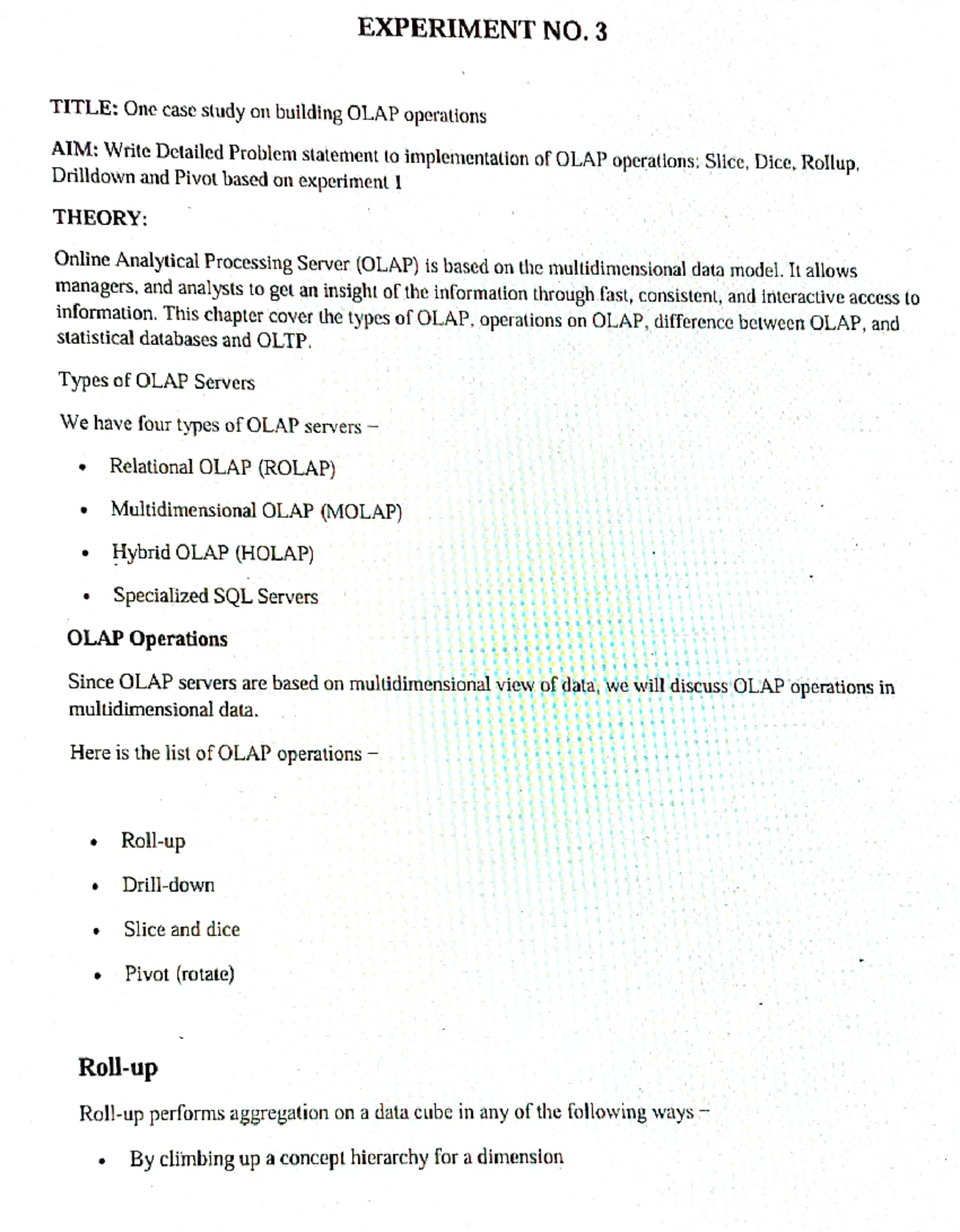 OLAP Operations Case Study: Drilldown & Pivot Analysis (EXP 2) - Studocu