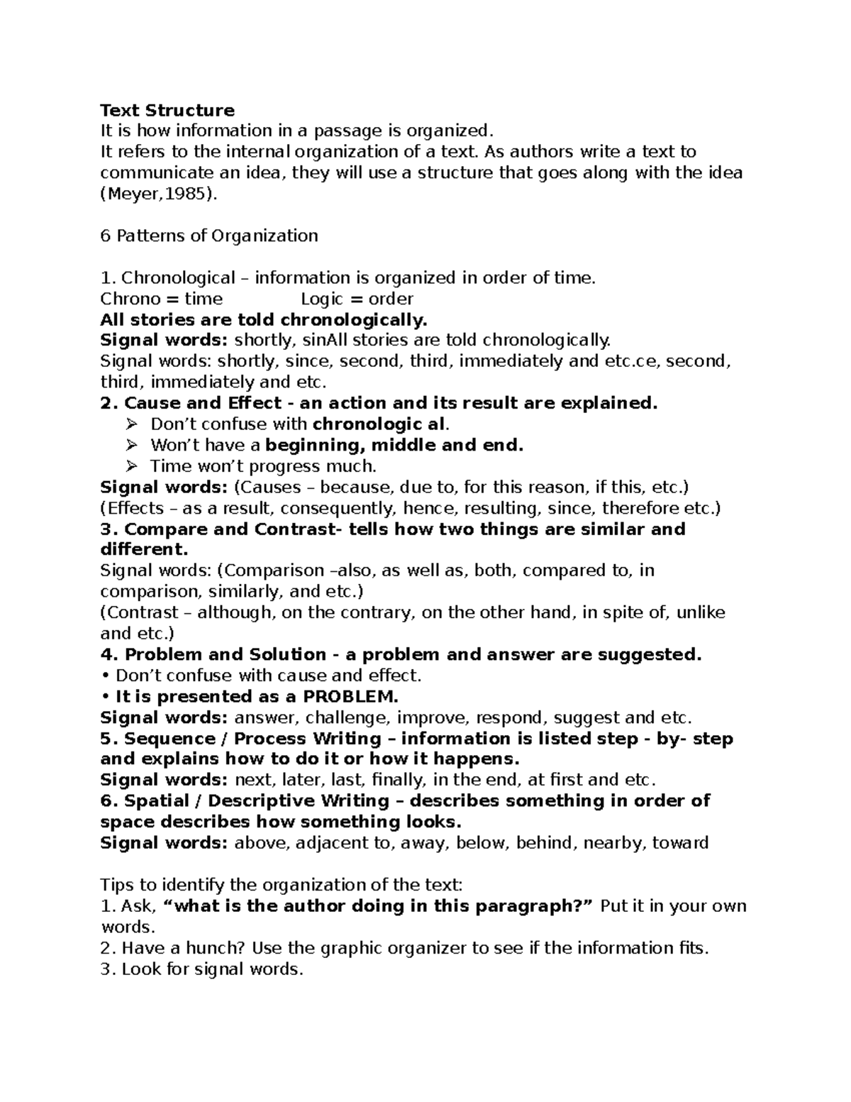 Lesson 2 - Text Structure - Text Structure It is how information in a ...