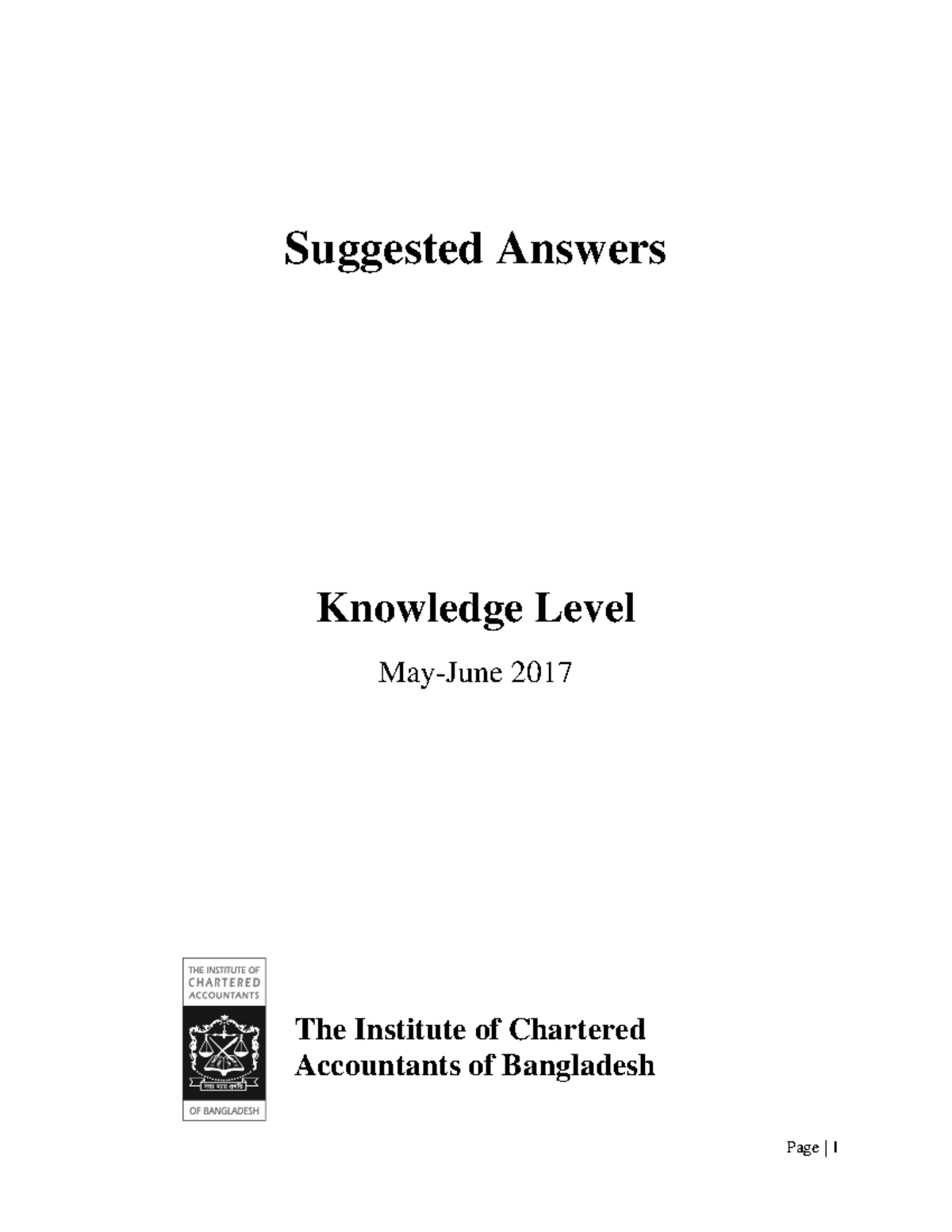 Suggested Answers for CA Knowledge Level Exam - May-Jun 2017 - Studocu