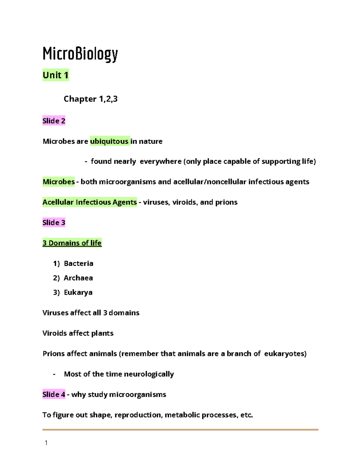 Microbiology Unit 1 Notes: Structure and Functions of Cells ...