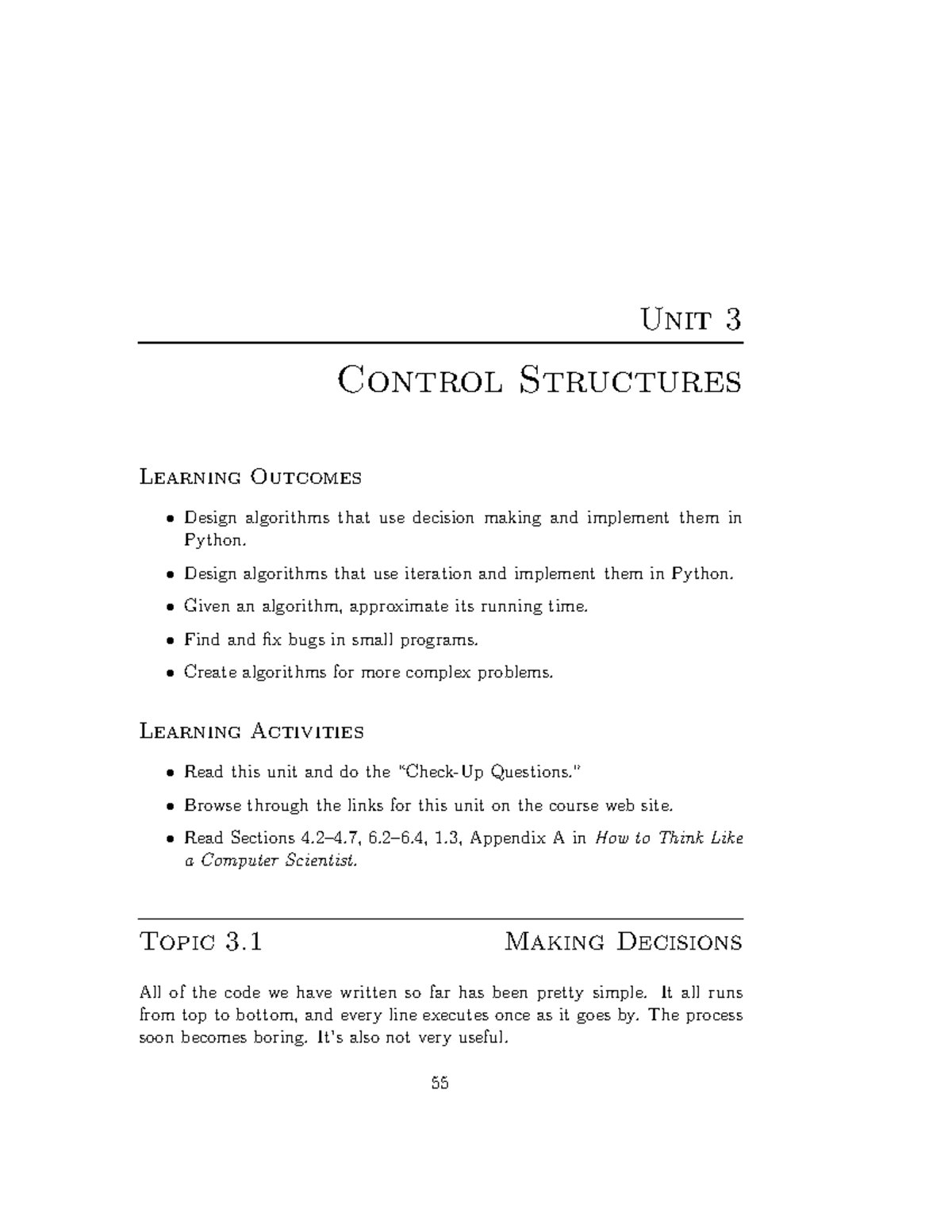 Control Structures (Unit 3) - Algorithms, Decision-Making & Iteration ...