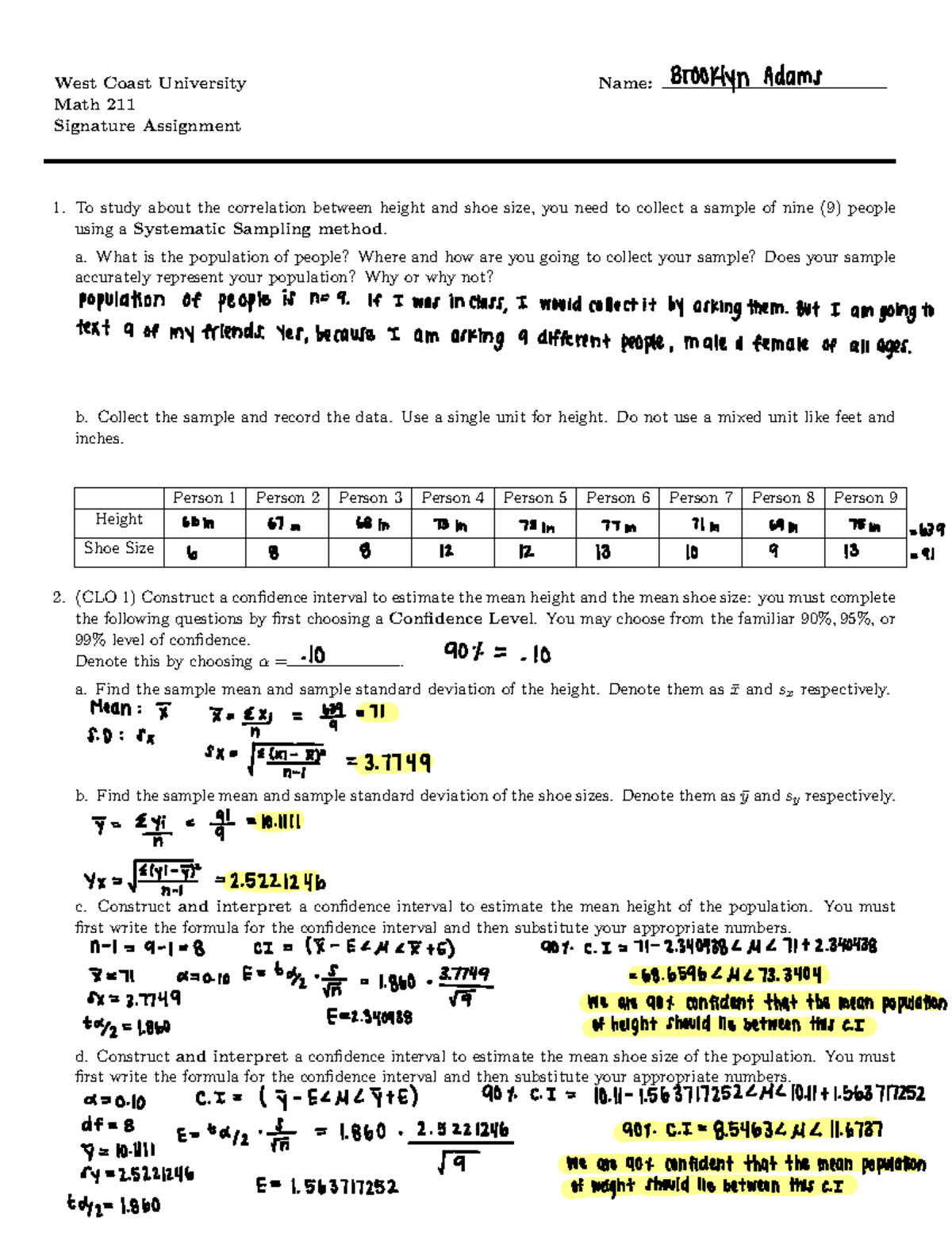 Signature Assignment+-+211 - West Coast University Name: Math 211 Signature Assignment To study ...