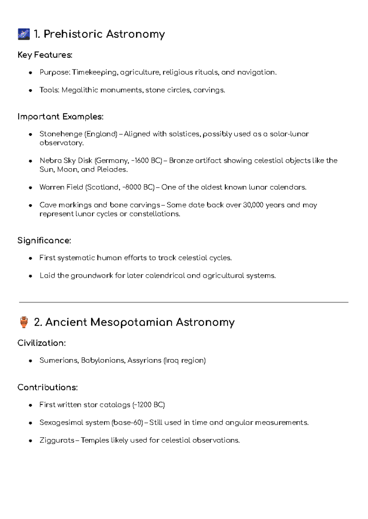 Astronomy Overview: Key Developments and Civilizations - Studocu