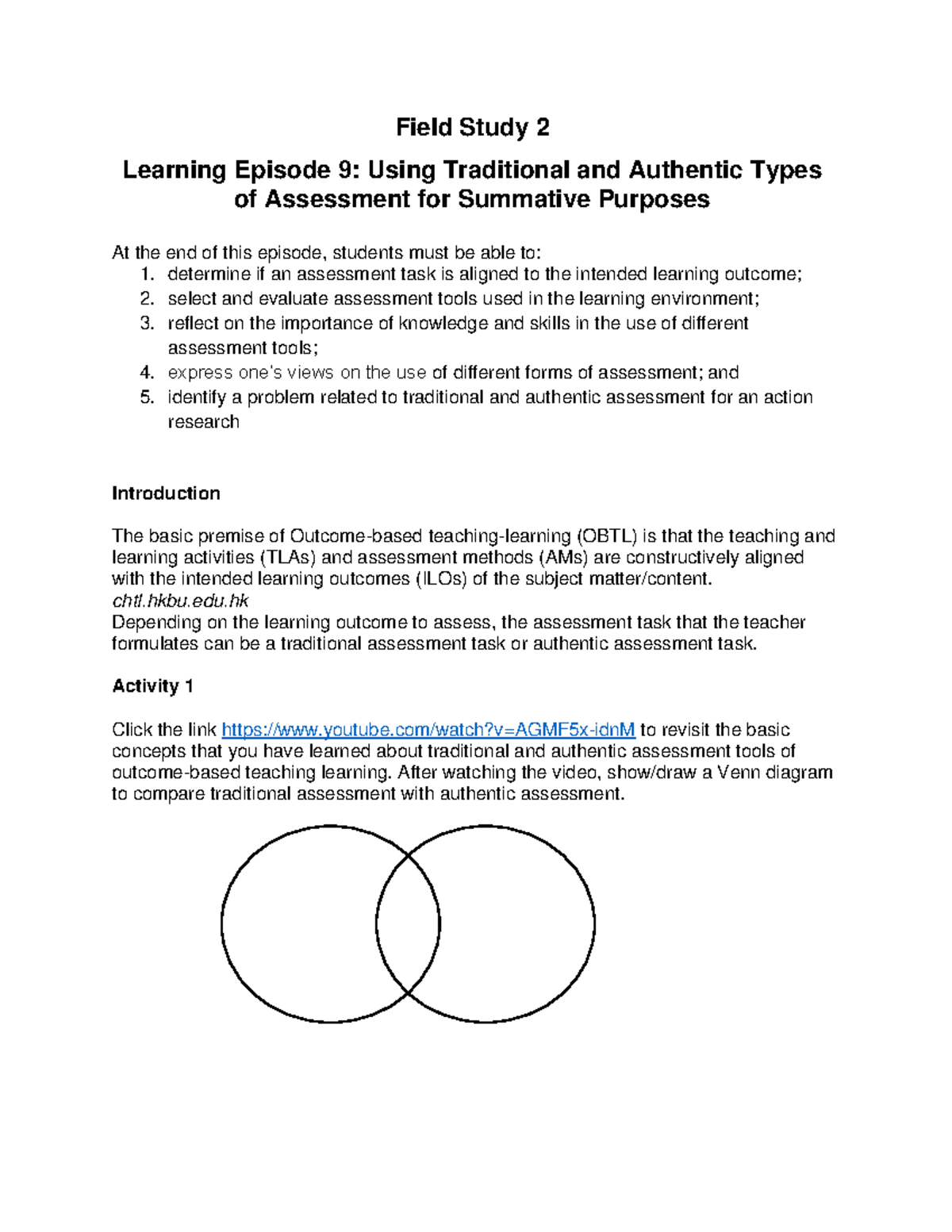 Field Study 2: Learning Episodes 9 & 10 on Assessment Practices - Studocu