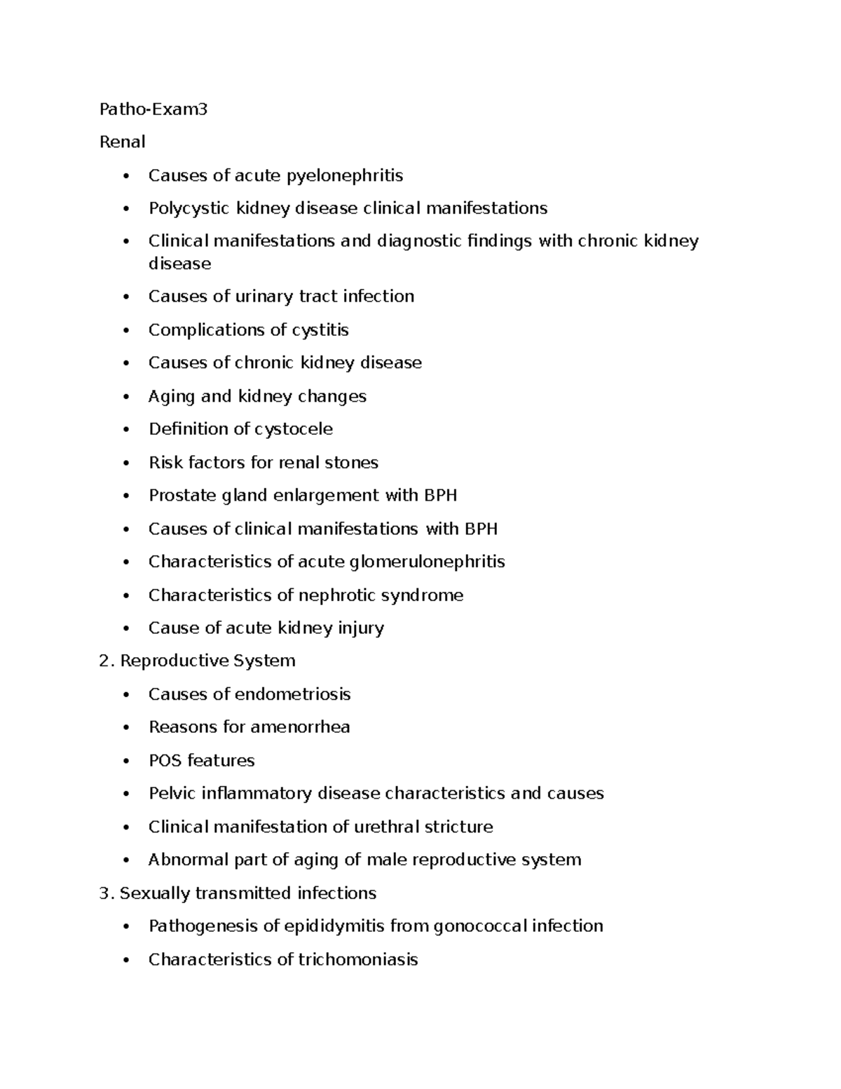 Patho Exam 3: Renal, Reproductive, Neurological & Musculoskeletal ...