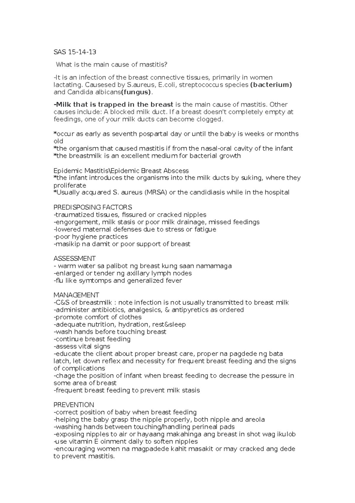 CMCA LEC SAS 13-14-15 - Comprehensive SAS Lecture Answer Key - Studocu