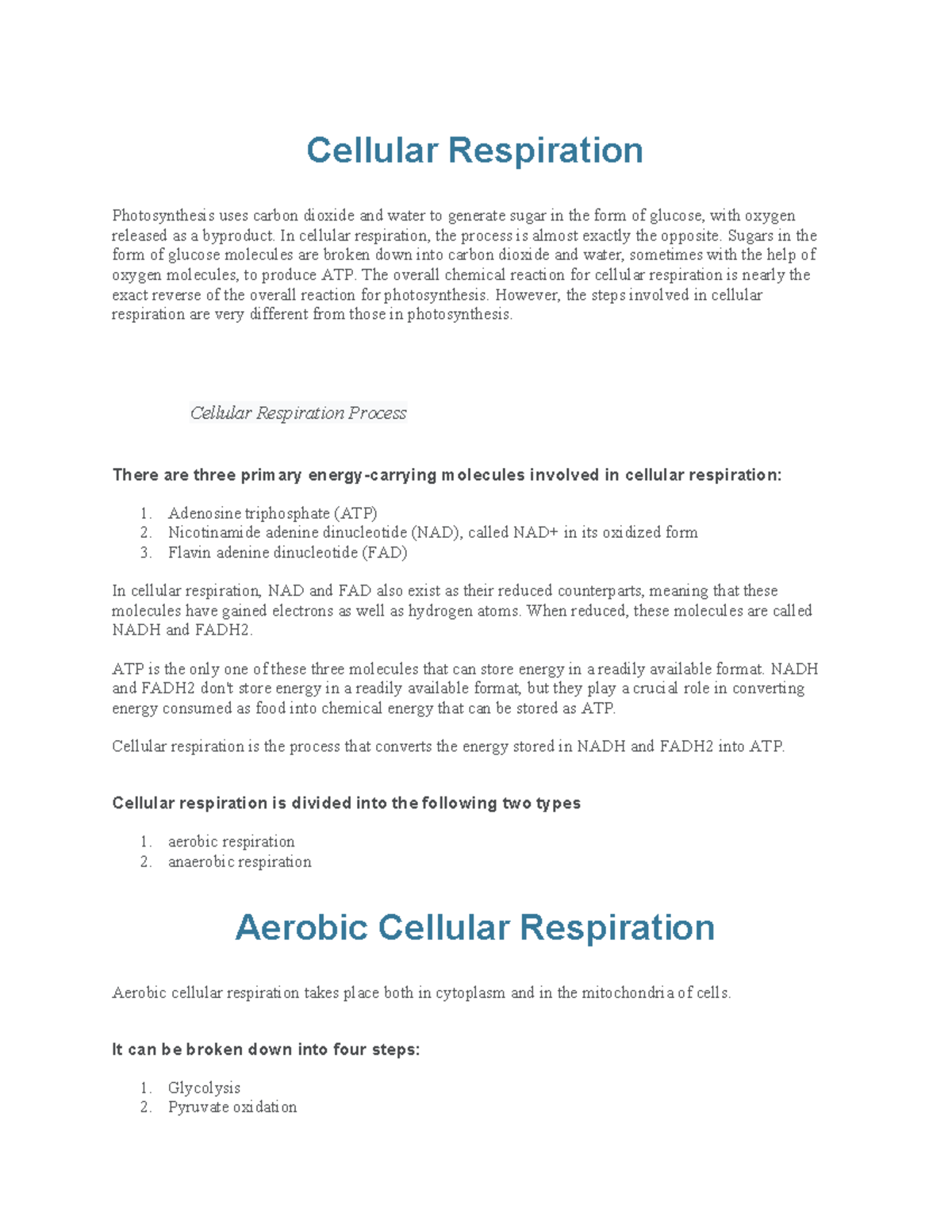Cellular Respiration Overview: Aerobic vs. Anaerobic Processes (BIO101 ...
