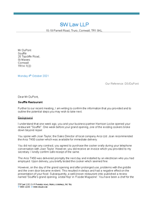 SRA SQE2 Sample Legal Writing Assessment & Discussion of Answers - Studocu