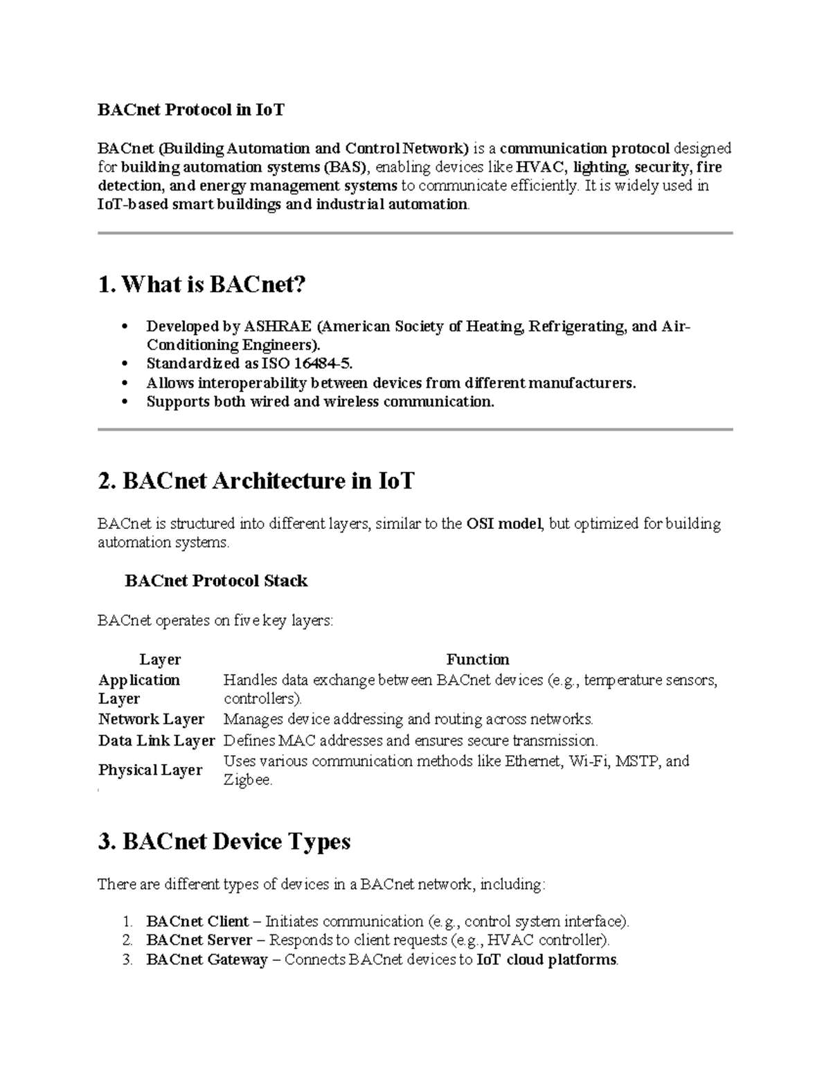 Unit 3 - Notes on BACnet Protocol in IoT Systems - Studocu