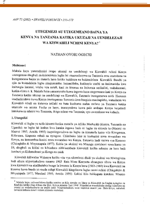 [Solved] Sababu zinazochangia kuwepo kwa lahaja - KISWAHILI and COMMUNICATION (Kico 123) - Studocu