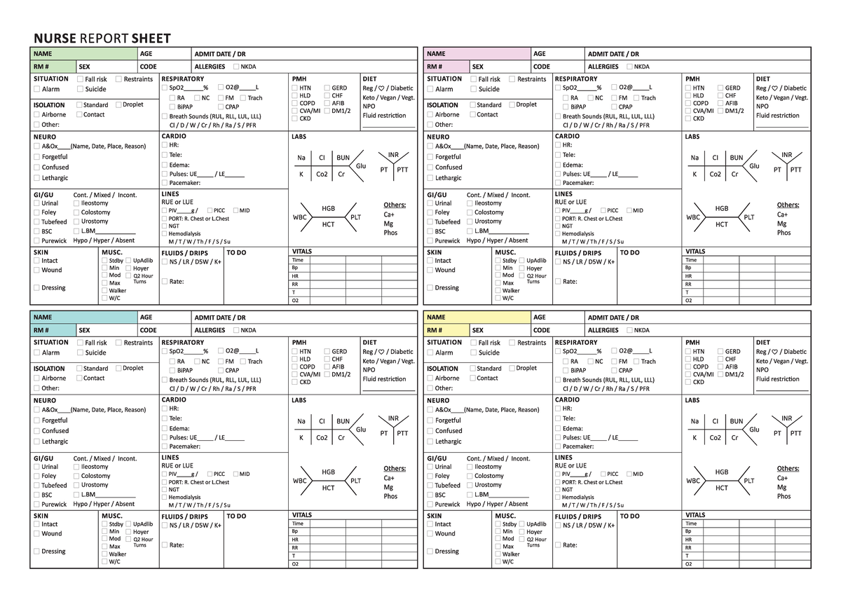 NUR 101 Patient Report Sheet: A3 Format & Assessment Details - Studocu