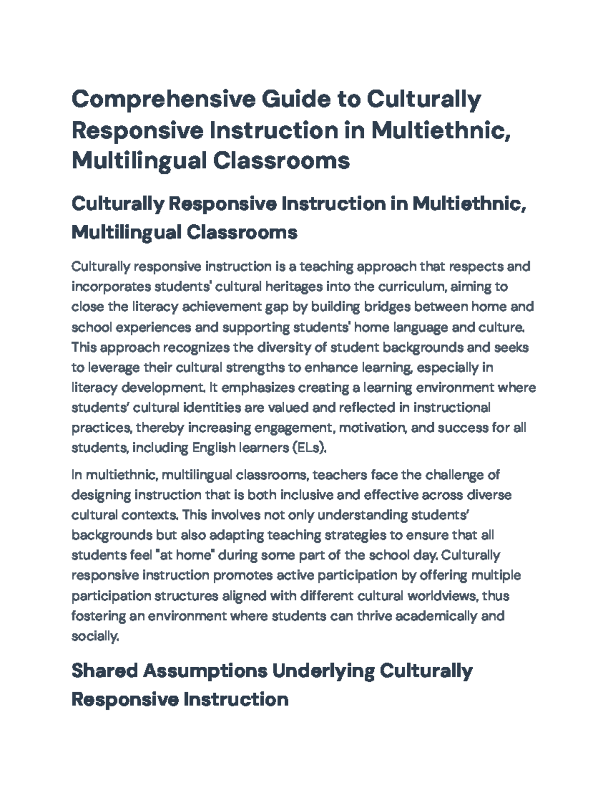 Culturally Responsive Instruction Strategies for Diverse Classrooms ...
