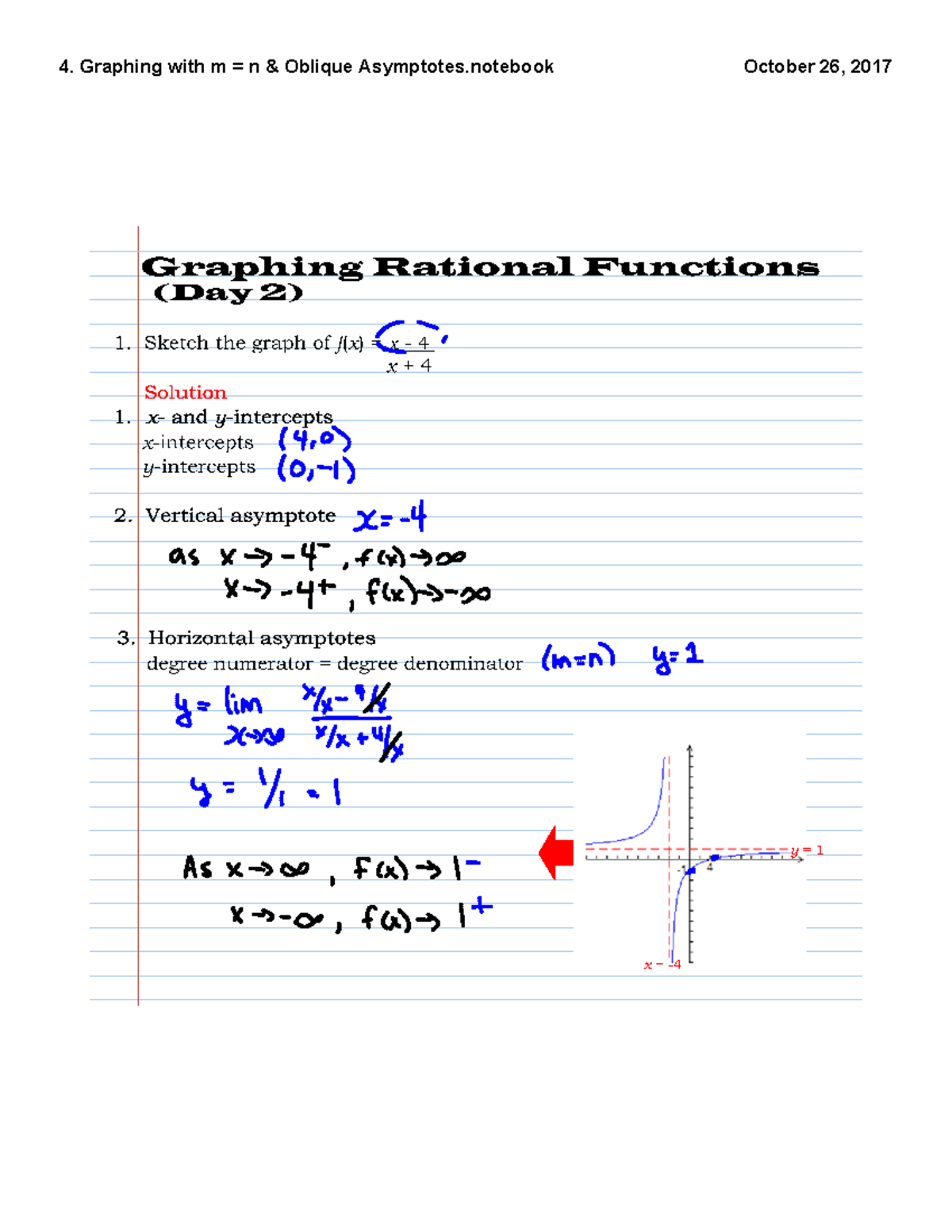 Lesson 3 - Graphing Rational Functions, Part 2 (Oct 26) - denominator ...