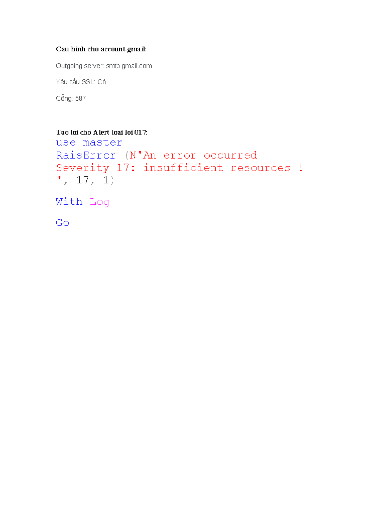 Cau hinh cho account gmail account va test Alert - quản trị hệ cơ sở dữ ...