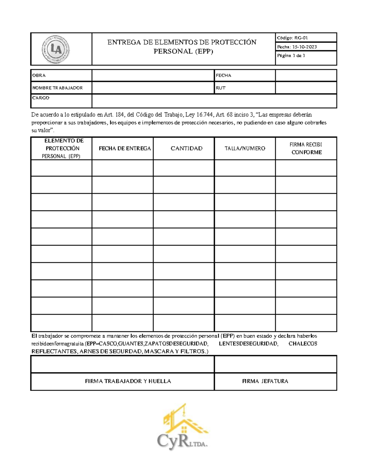 Entrega de Elementos de Protección Personal (EPP) - Formato - Studocu