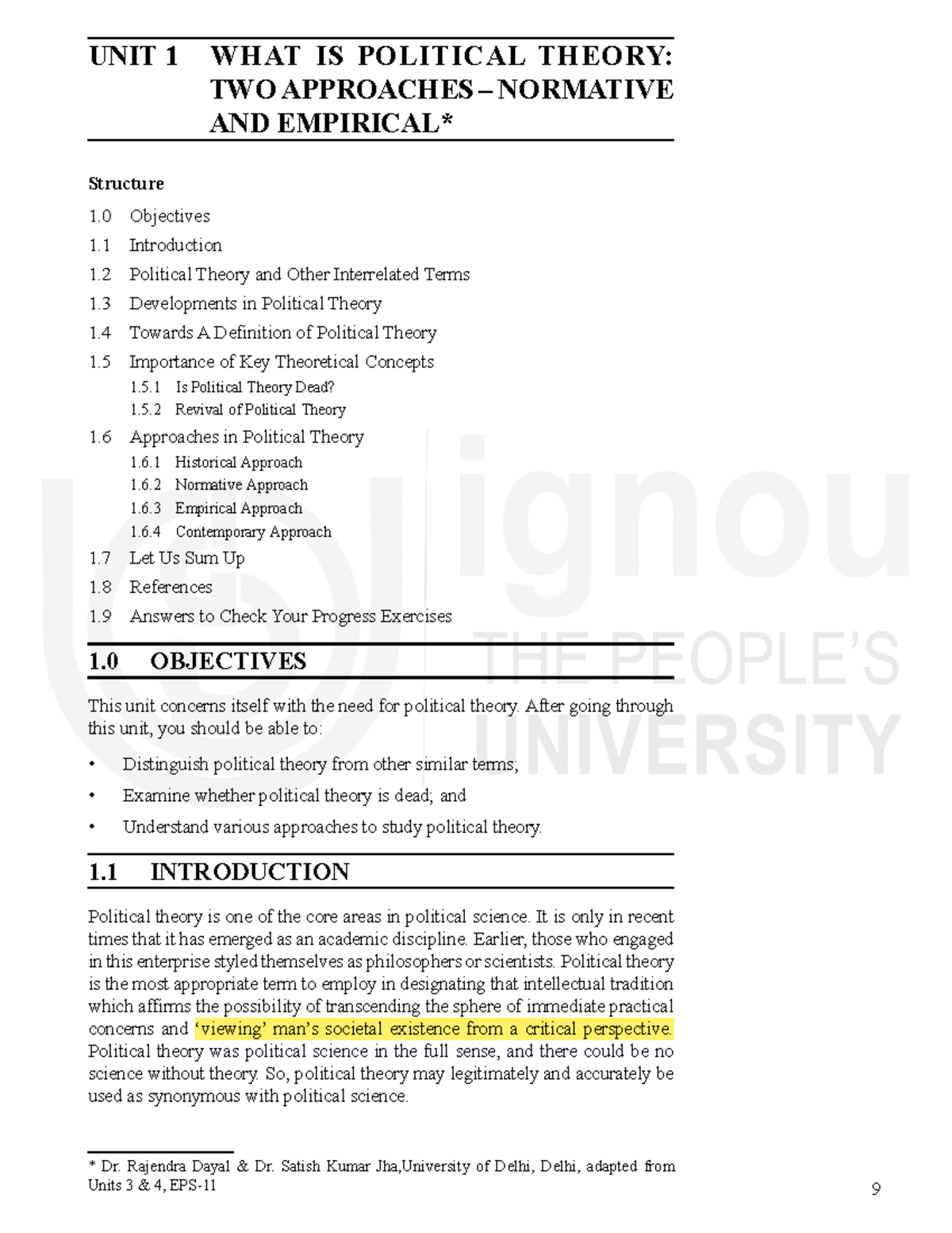 Political Theory: Normative and Empirical Approaches (IGNOU) - Studocu