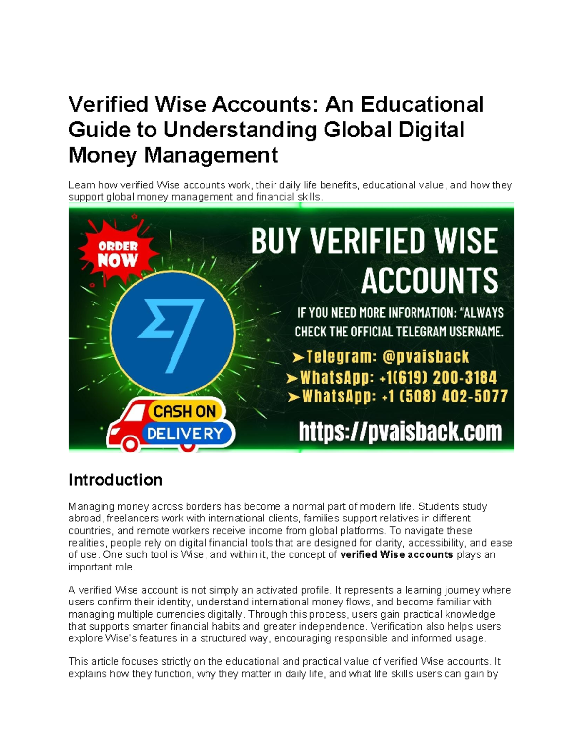 Verified Wise Accounts: An Educational Guide to Global Money Management ...
