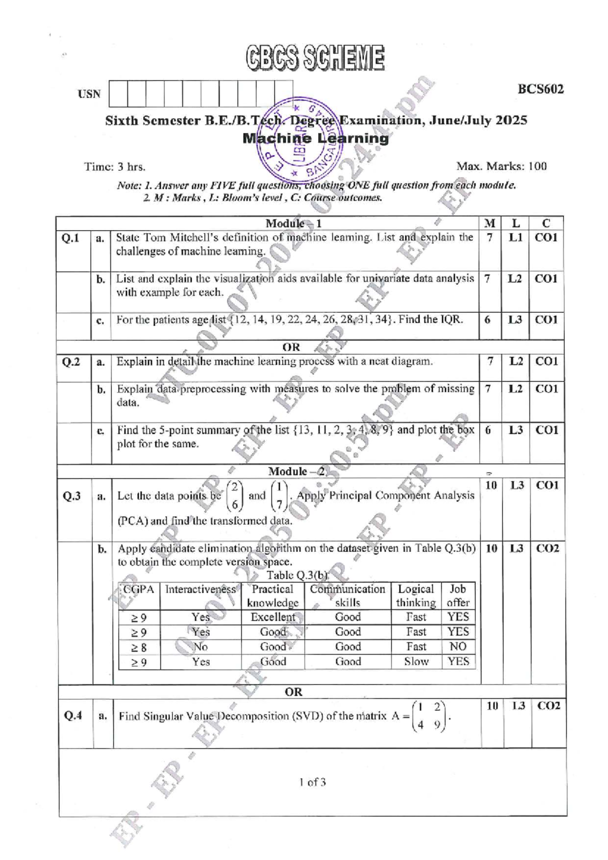 BCS602 Machine Learning Final Exam Notes - June/July 2025 - Studocu