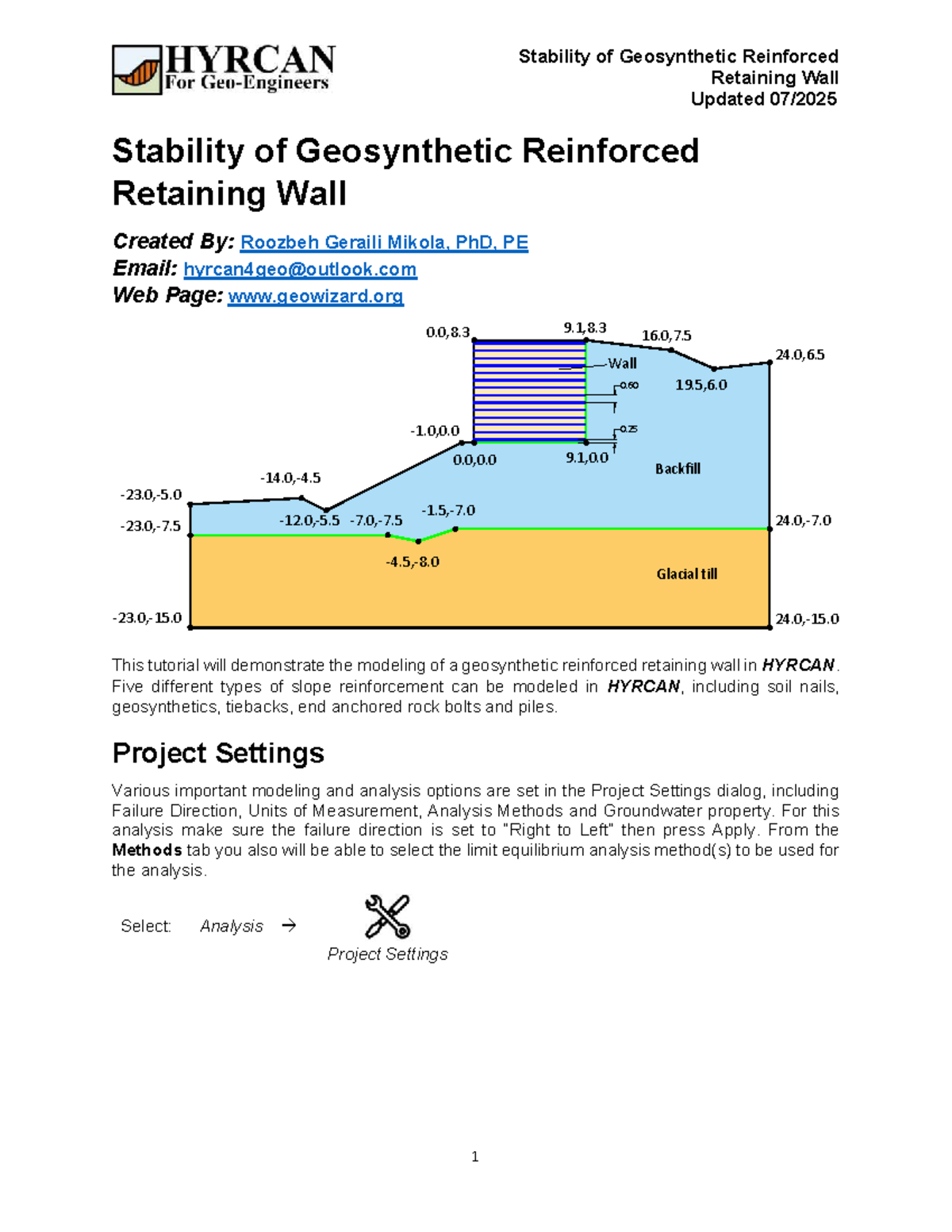 Stability Analysis of Geosynthetic Reinforced Retaining Wall (Tutorial ...