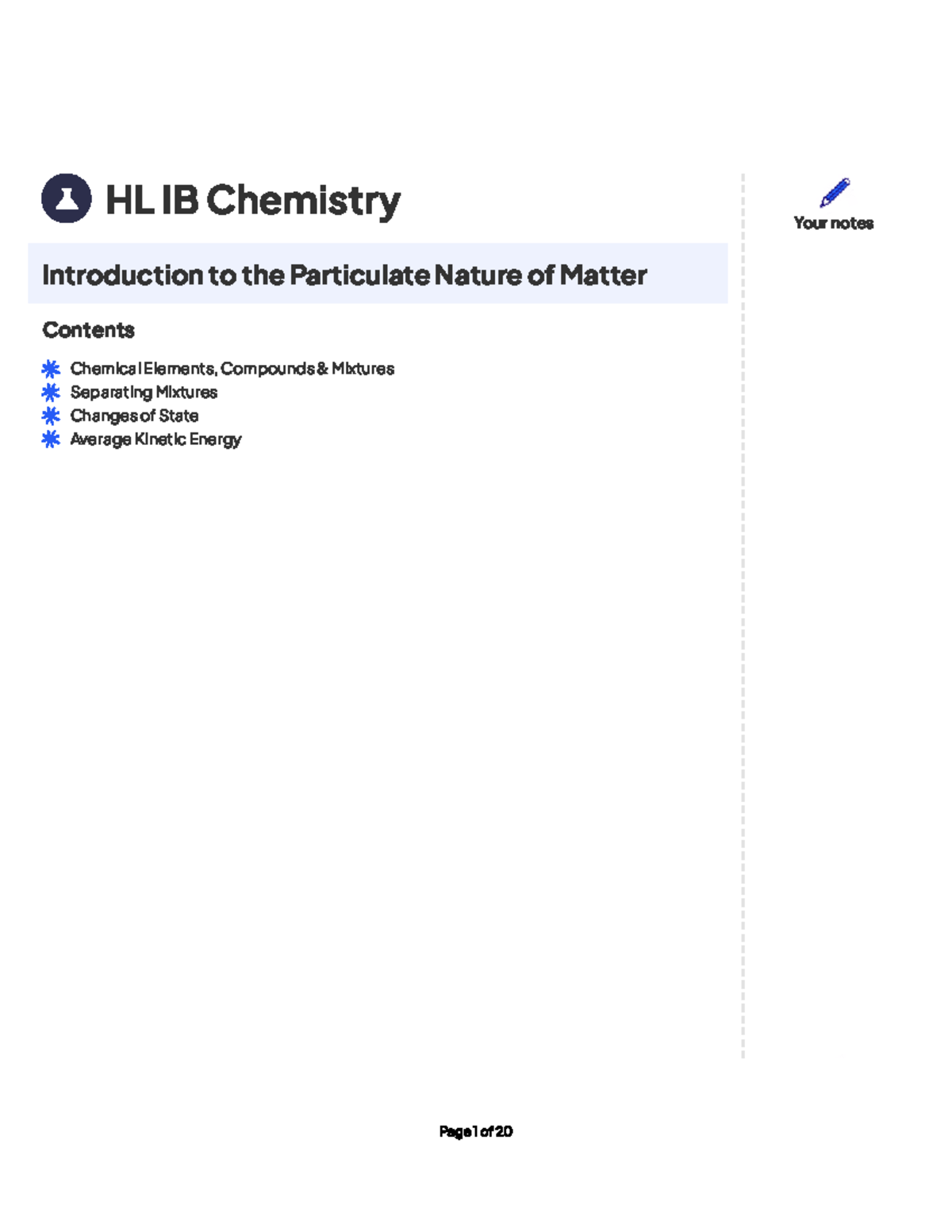 HL IB Chemistry: Intro to the Particulate Nature of Matter Notes - Studocu