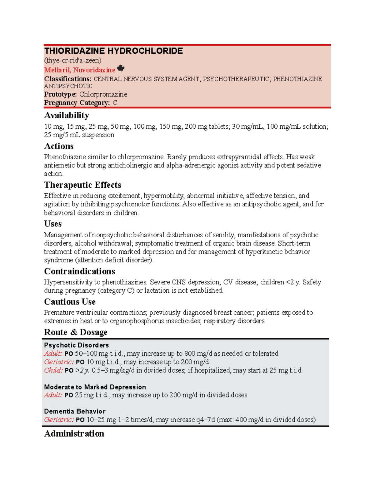 Thioridazine Hydrochloride - THIORIDAZINE HYDROCHLORIDE (thye-or-rid'a ...
