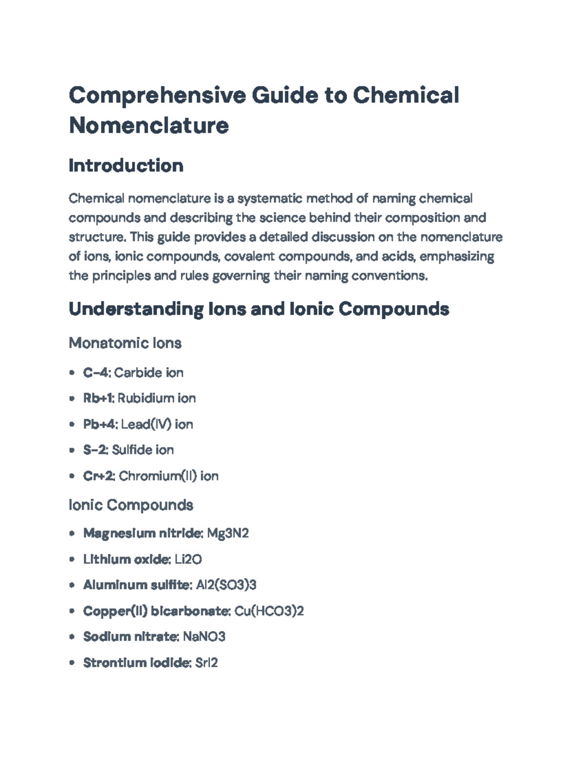 CHEM 101 Comprehensive Guide to Chemical Nomenclature - Studocu