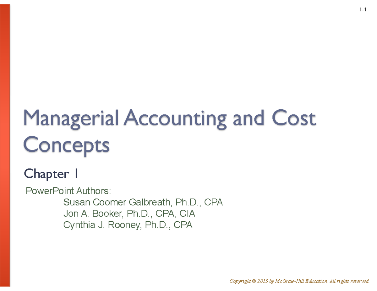 Managerial Accounting & Cost Concepts: Ch 1 PPT Summary - Studocu