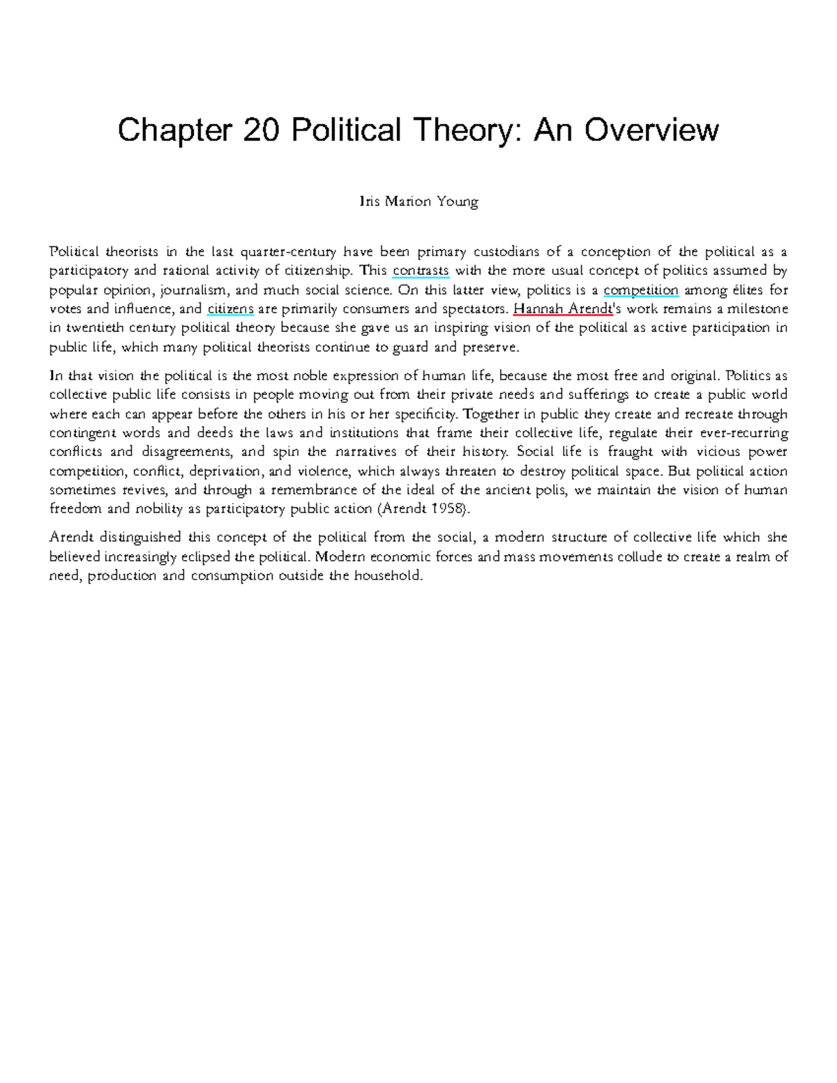 Chapter 20: Political Theory Overview (Course Code: POL 480) - Studocu