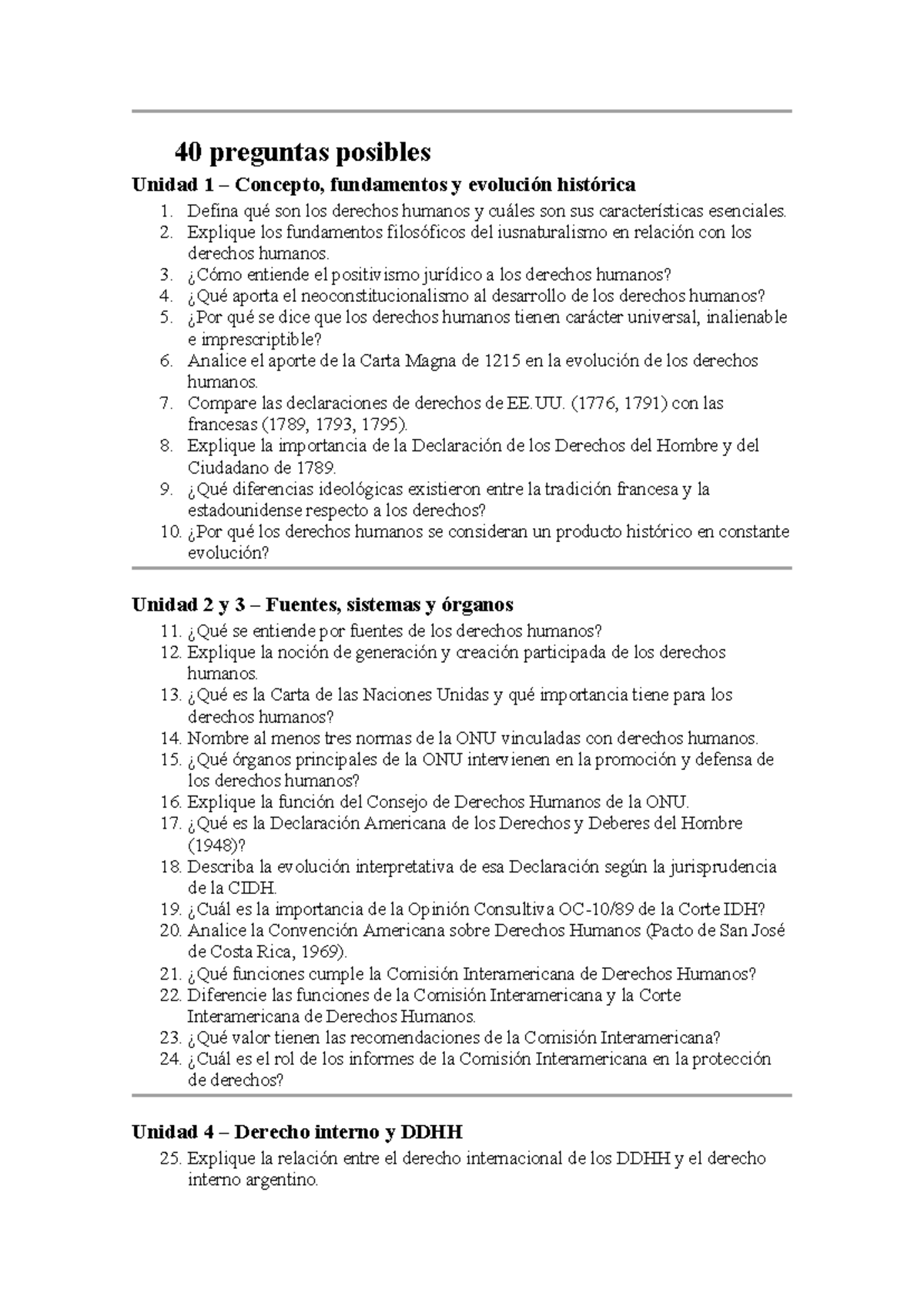 Primer Parcial DDHH: Preguntas y Respuestas Clave - Studocu