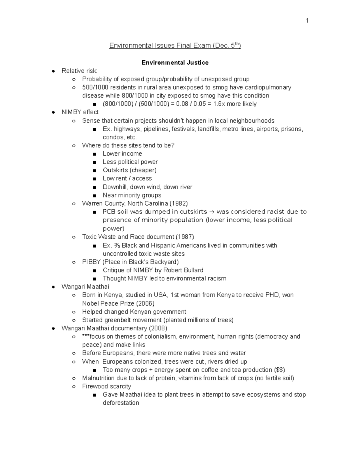 Environmental Issues Final Exam - Studocu