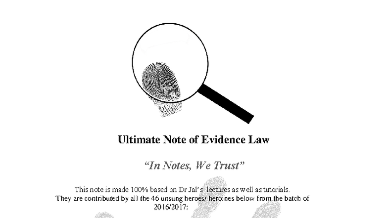 Evidence Law Notes (Course Code: LAW101) - Comprehensive Study Guide ...