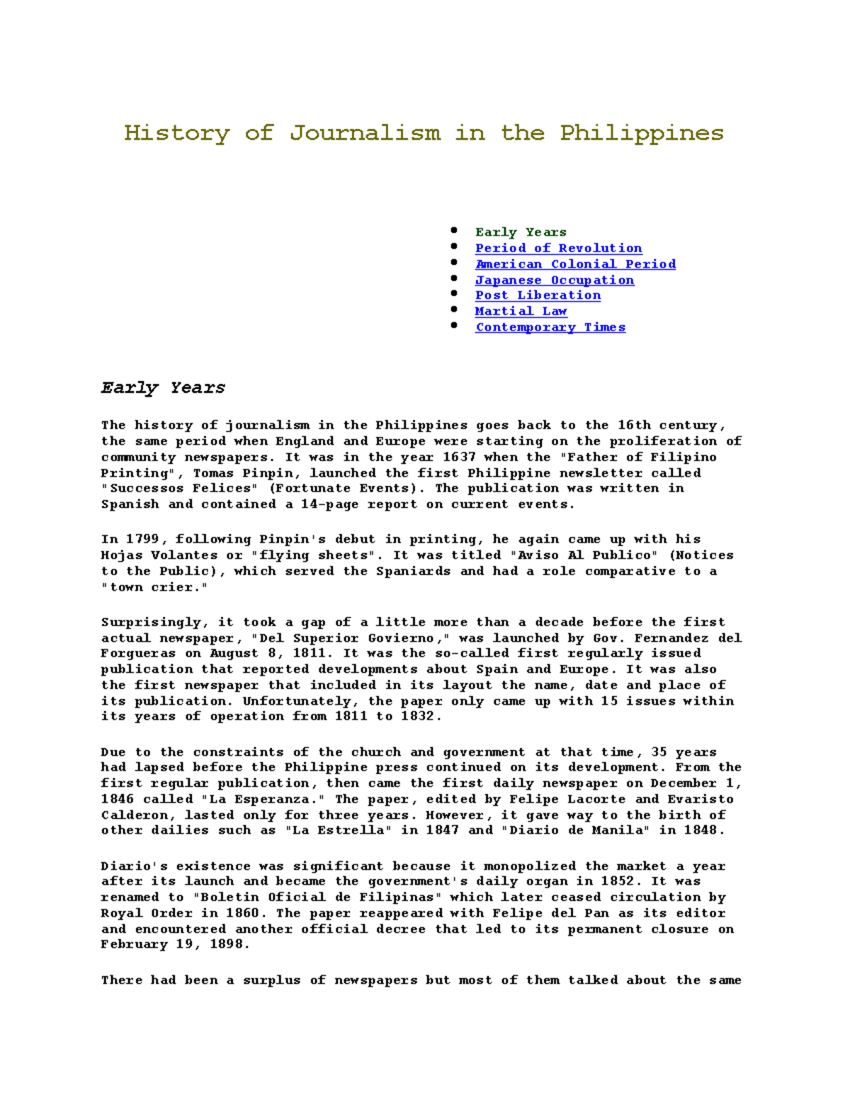 History of Journalism in the Philippines - It was in the year 1637 when ...