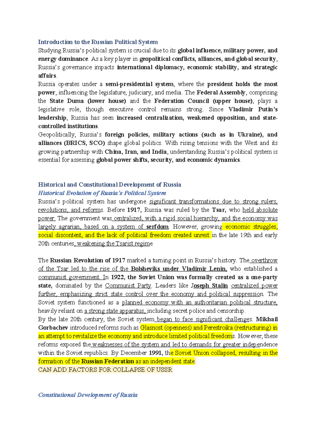 Introduction to the Russian Political System: A Comprehensive Overview ...
