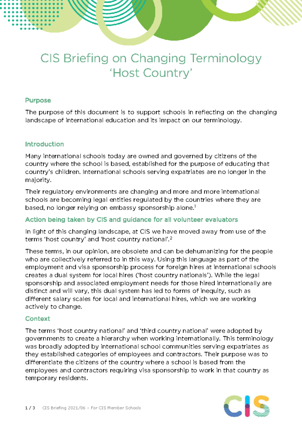 CIS Briefing 202106: Evolving Terminology in International Education ...