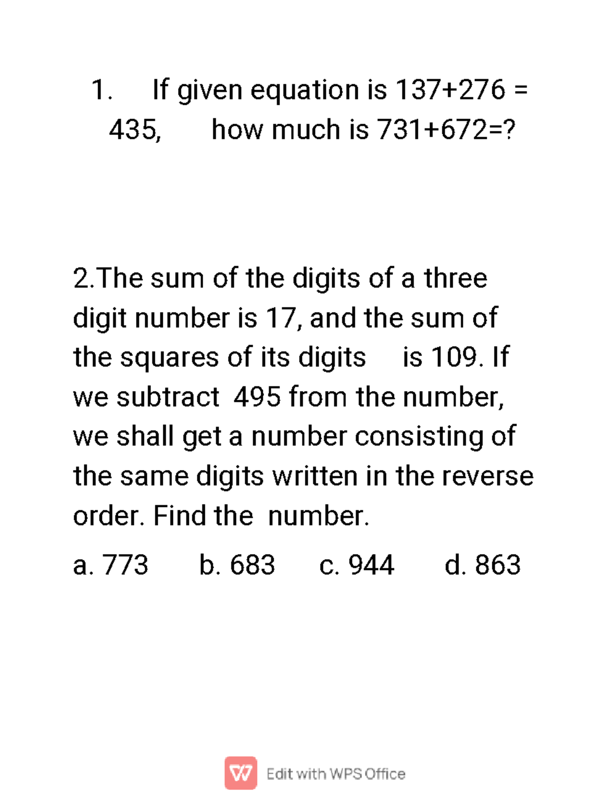 TCS Quiz Questions - WPS Office Analysis and Solutions - Studocu