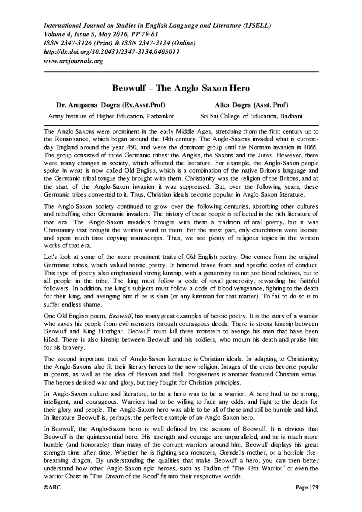Beowulf - novel - International Journal on Studies in English Language ...