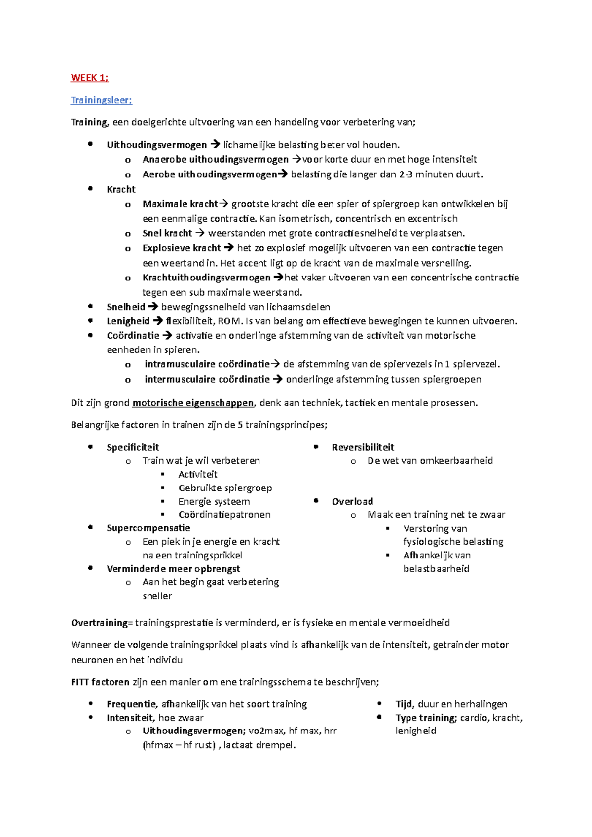 Fysiologie Periode 2: Trainingsleer en Motorische Eigenschappen ...