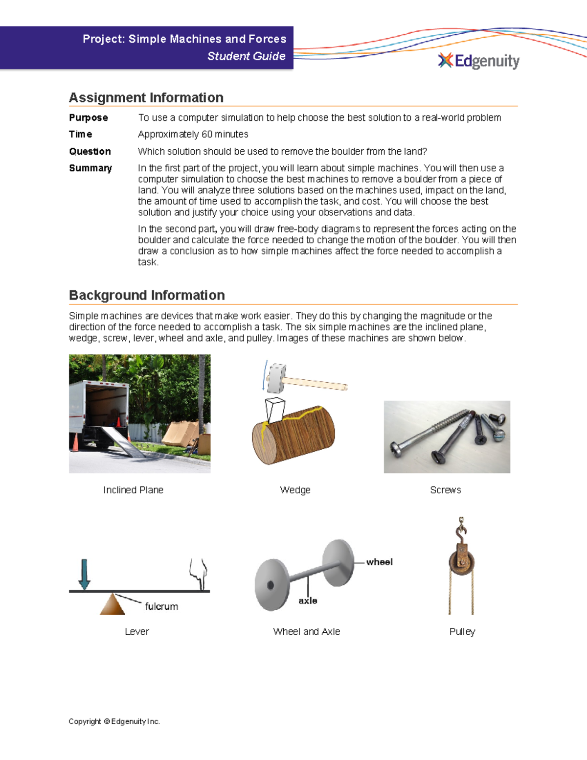 Project-Simple Machines and Forces-S student Guide for Analysis - Studocu