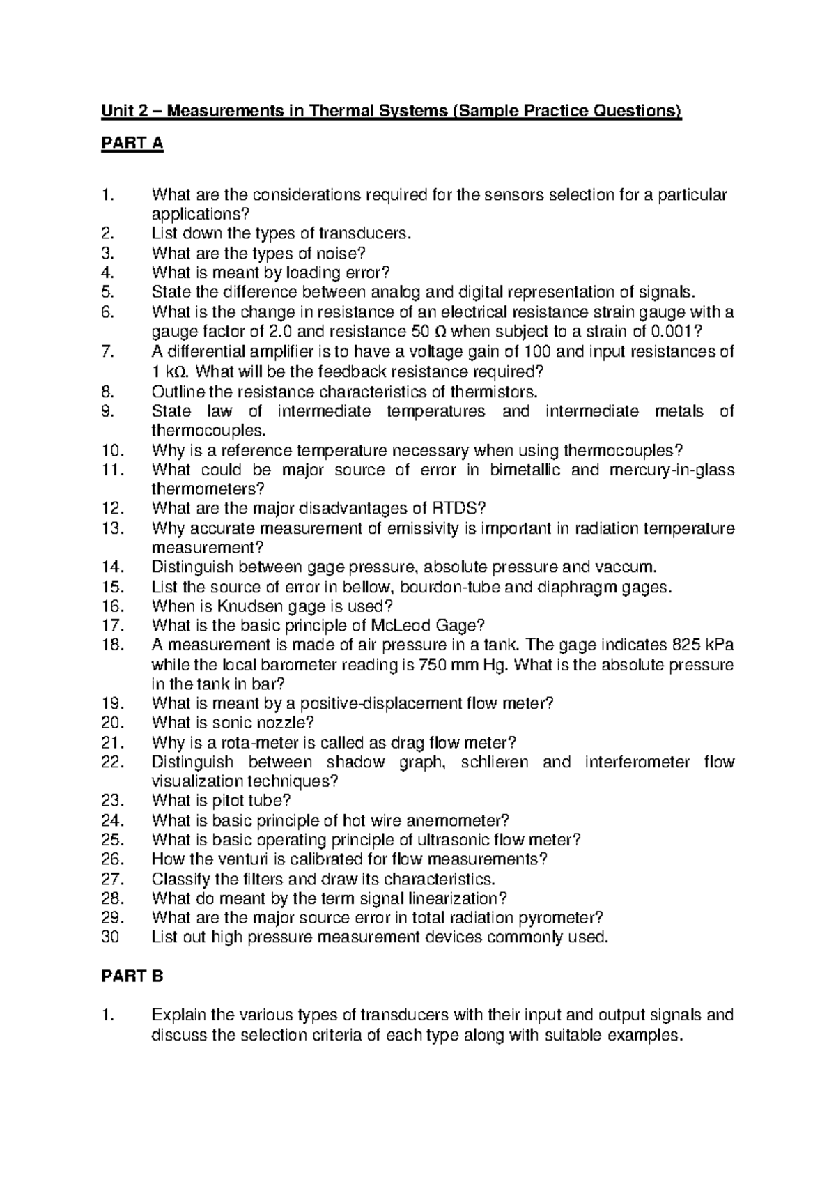 MC- Unit 02- MTS- Practice Questions on Thermal System Measurements ...