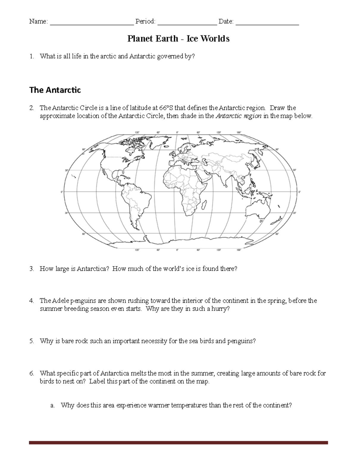 Planet Earth - Ice Worlds (Worksheet) Analysis and Discussion - Studocu