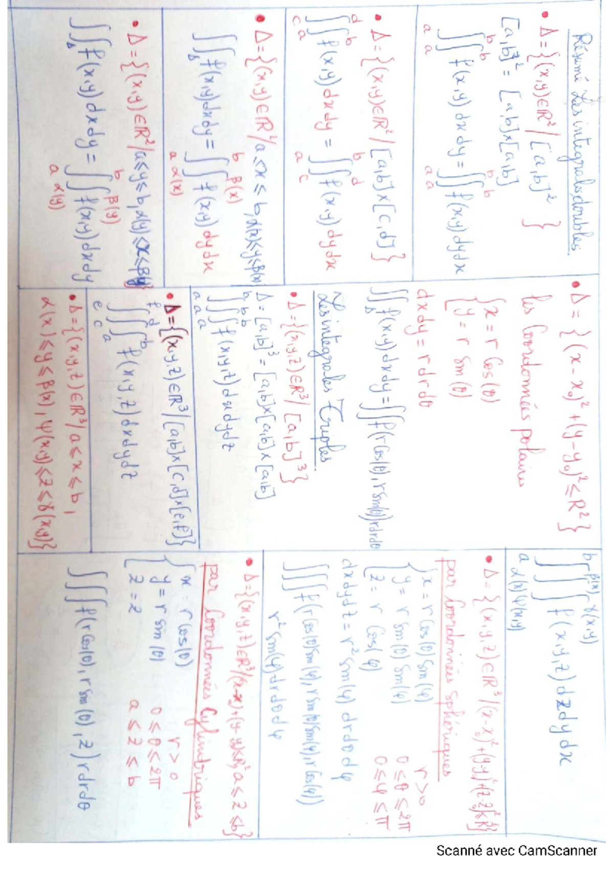 Résumé des Intégrales Doubles et Triples - Math 101 - Studocu