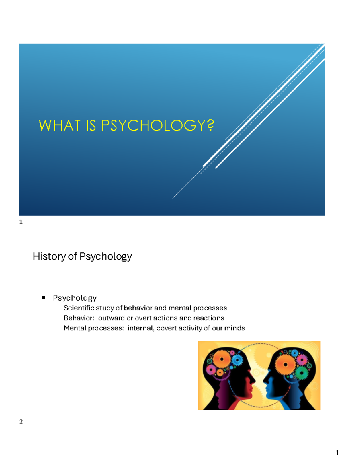 History and Modern Perspectives in Psychology (PSY 101) - Studocu