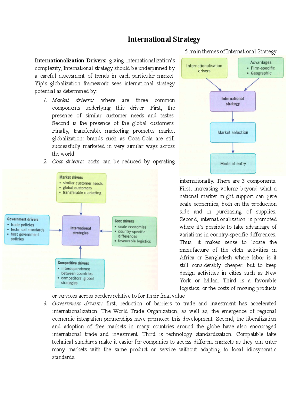 International Strategy - Yip’s globalization framework sees ...